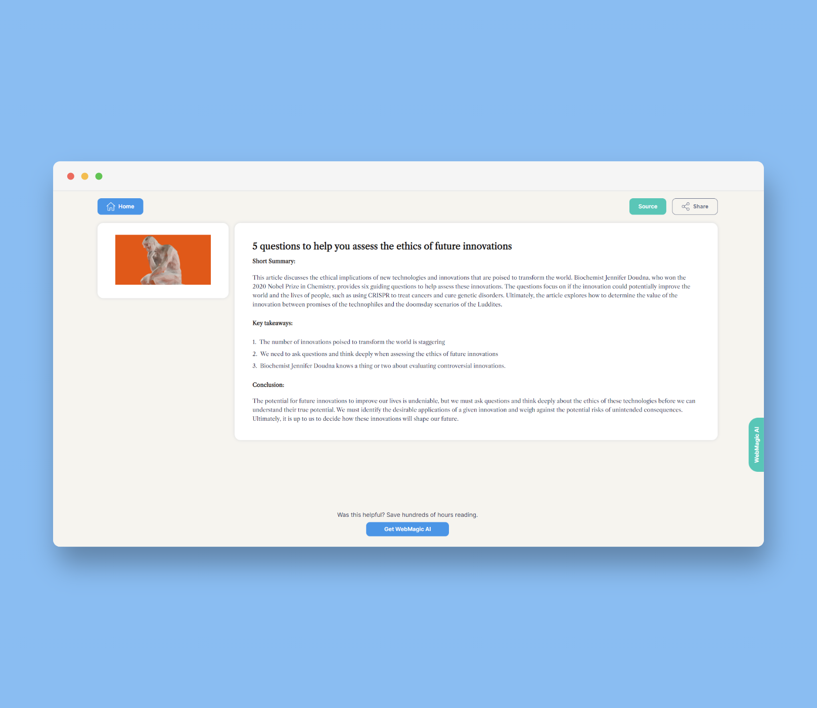 Article Summarizer - WebMagic AI