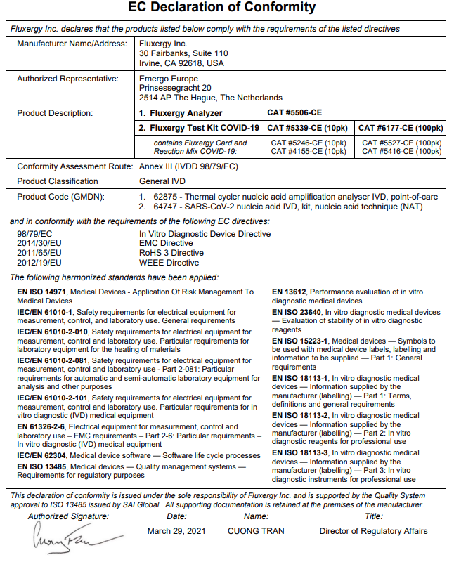 Declaration of Conformity