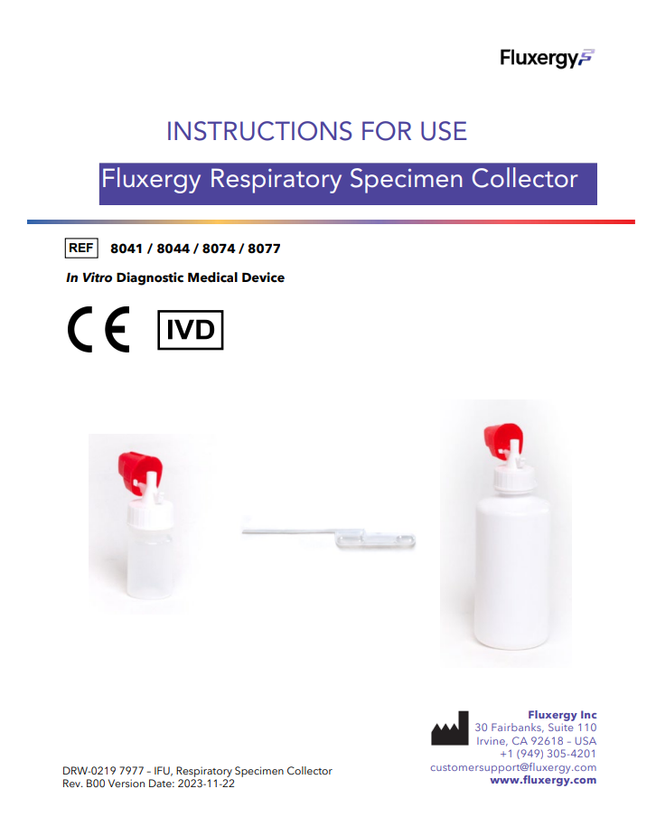 Instructions for Use - Respiratory Specimen Collector
