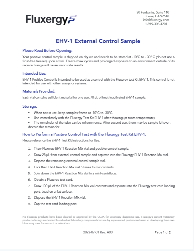 External Control Instructions - EHV-1