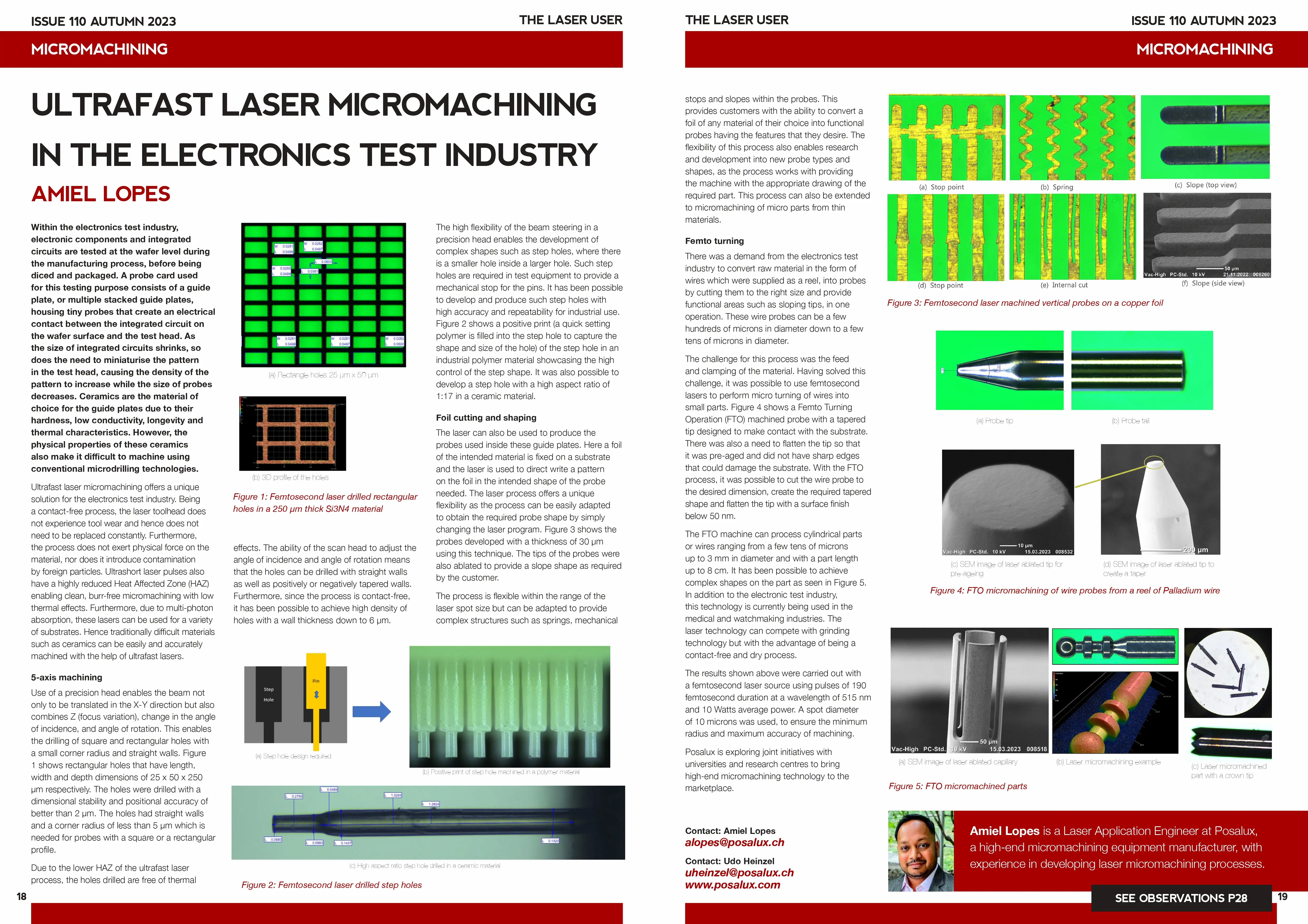 Ultrafast LASER micromachining in the electronics test industry
