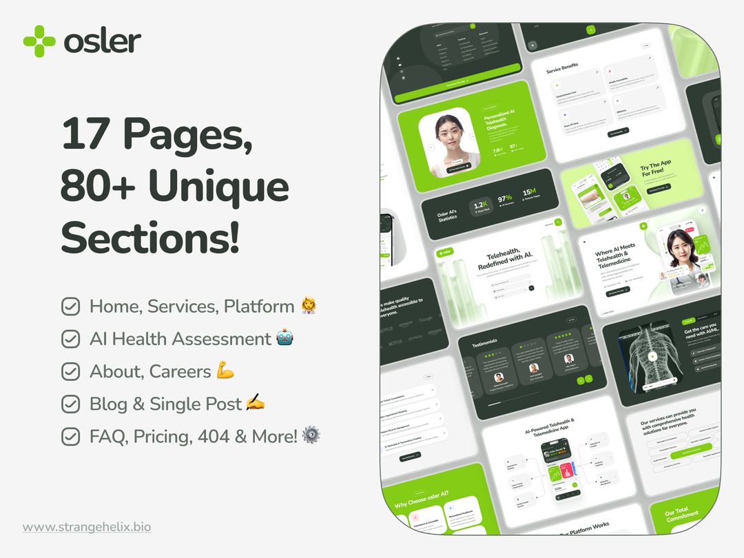 strangehelix.bio | Product | osler: AI Telehealth & Telemedicine Website
