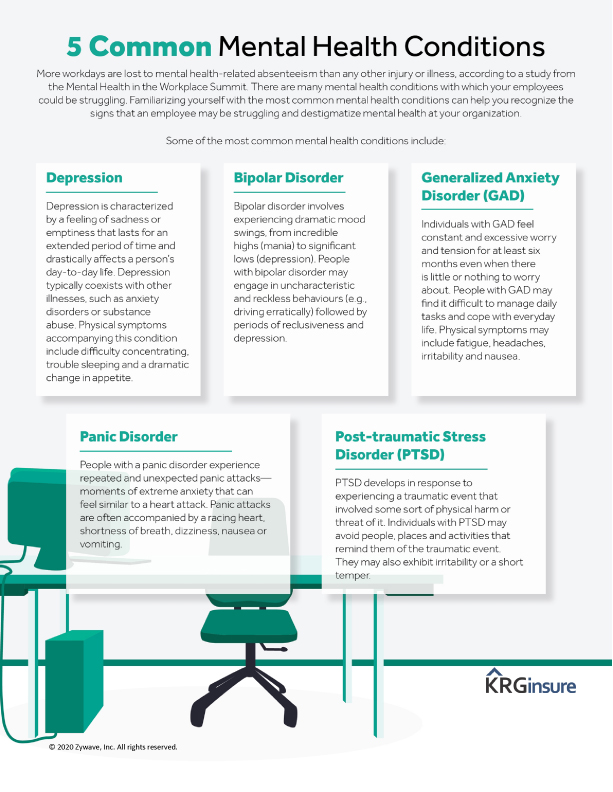 5 Common Mental Health Conditions - KRGinsure - Newsletter