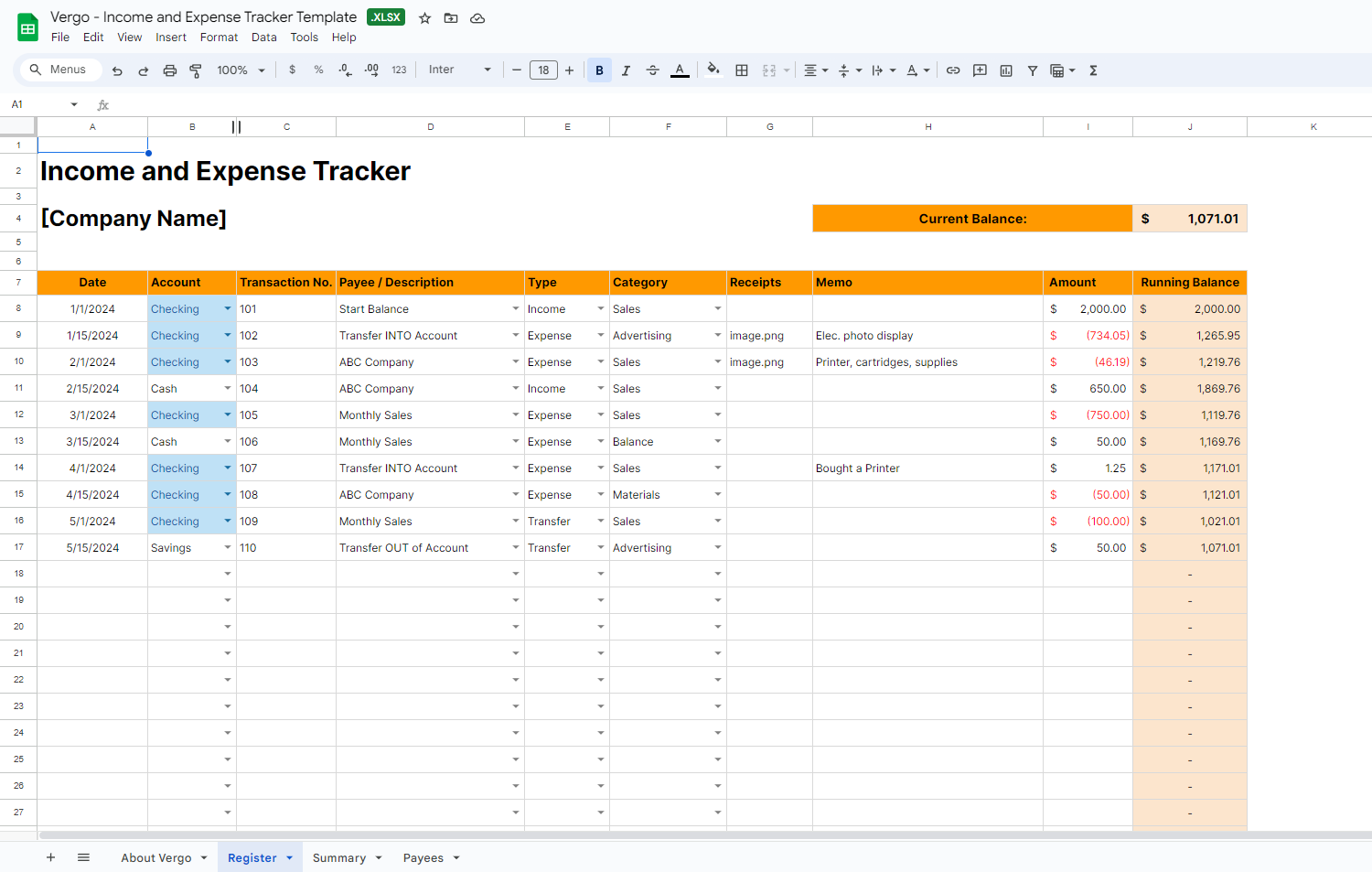 Vergo AI | Free Construction Income and Expense Tracker