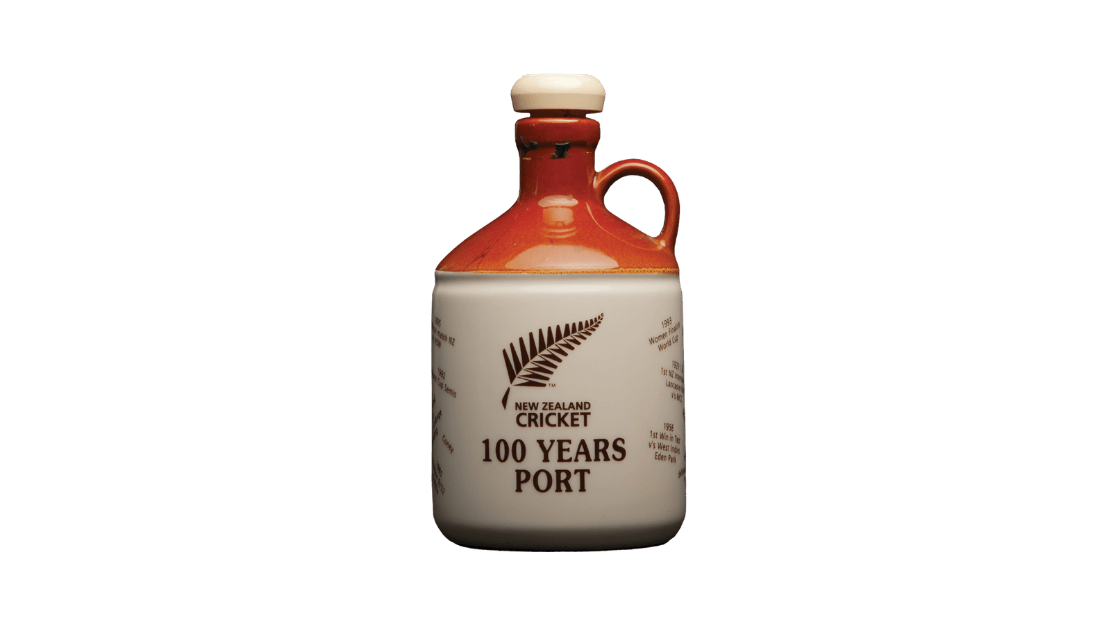 Empty Port Ceramic Flagon Celebrating 100 Years of New Zealand Cricket
