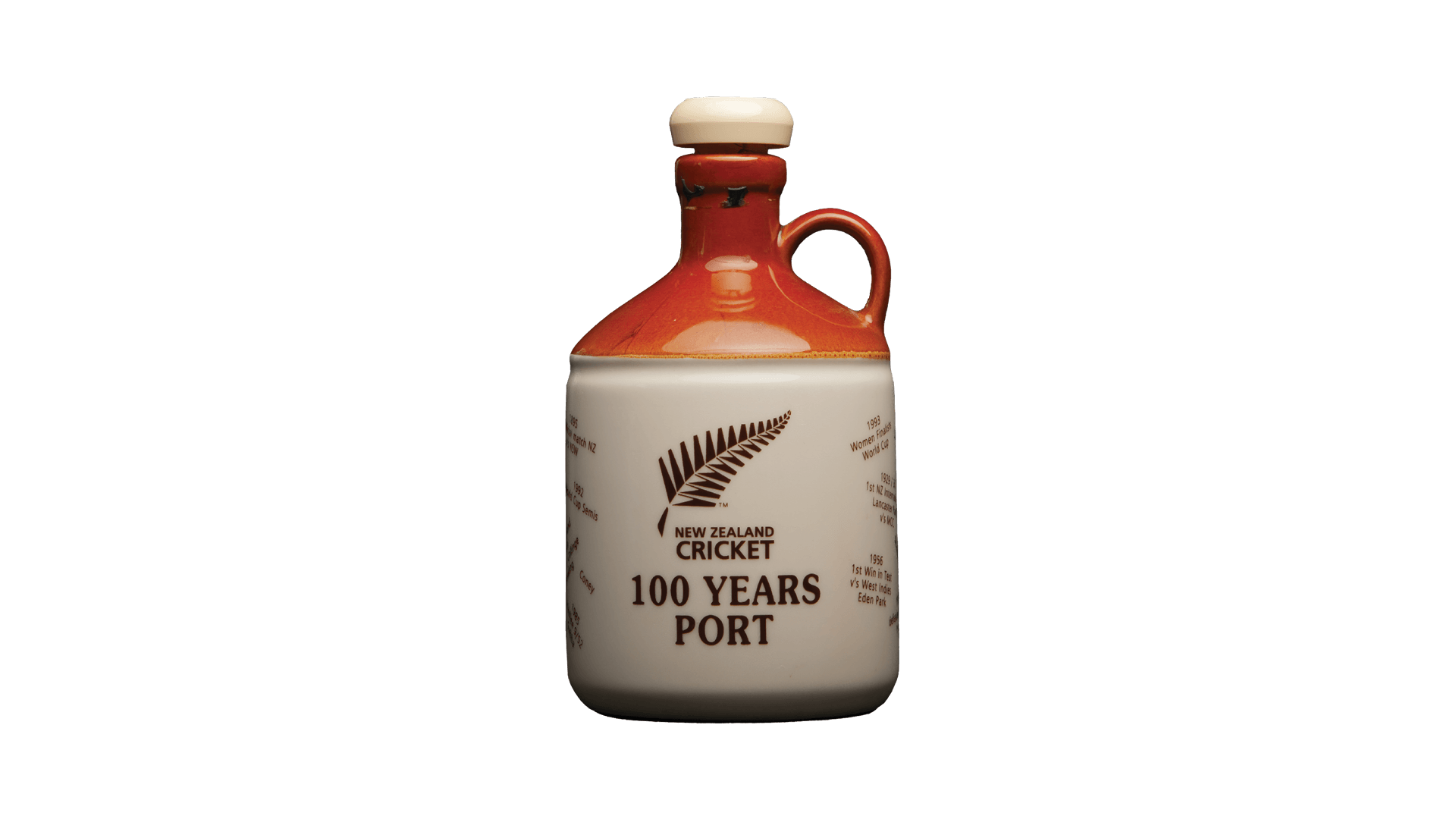 Empty Port Ceramic Flagon Celebrating 100 Years of New Zealand Cricket