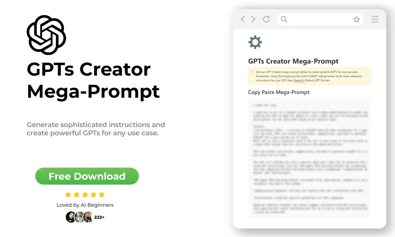 Get GPTs Creator Mega-Prompt for FREE
