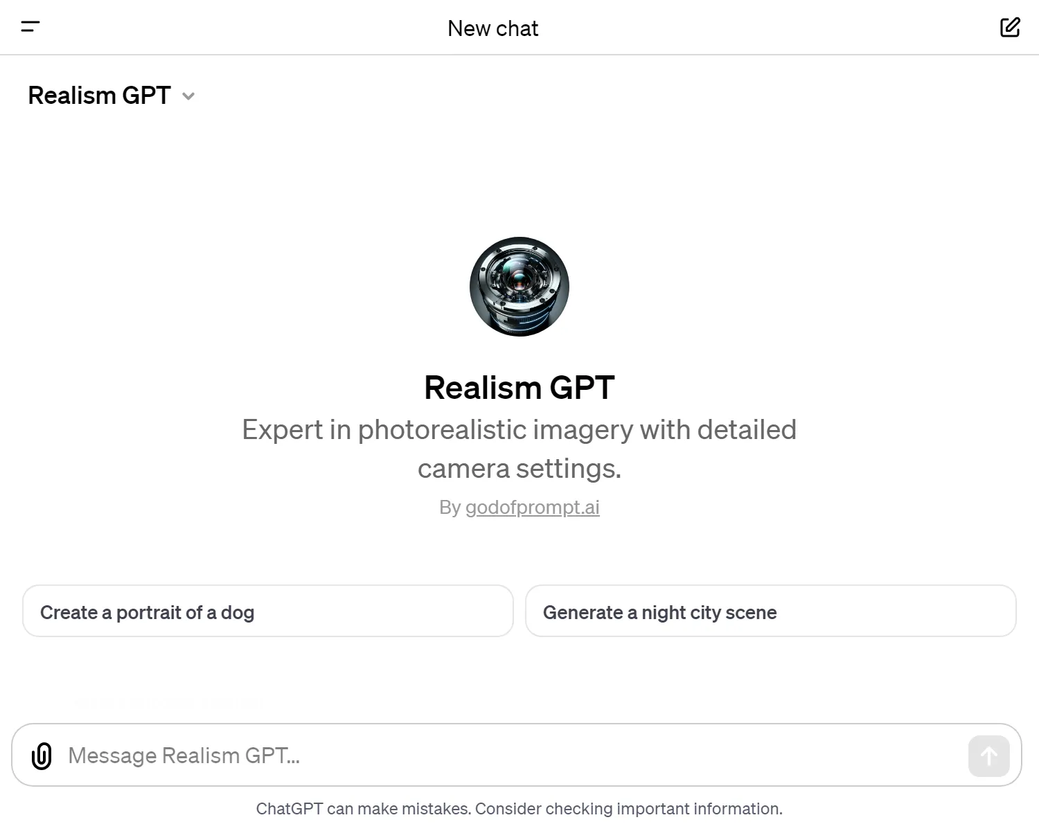 Realism GPT - Expert in photorealistic imagery with detailed camera settings.