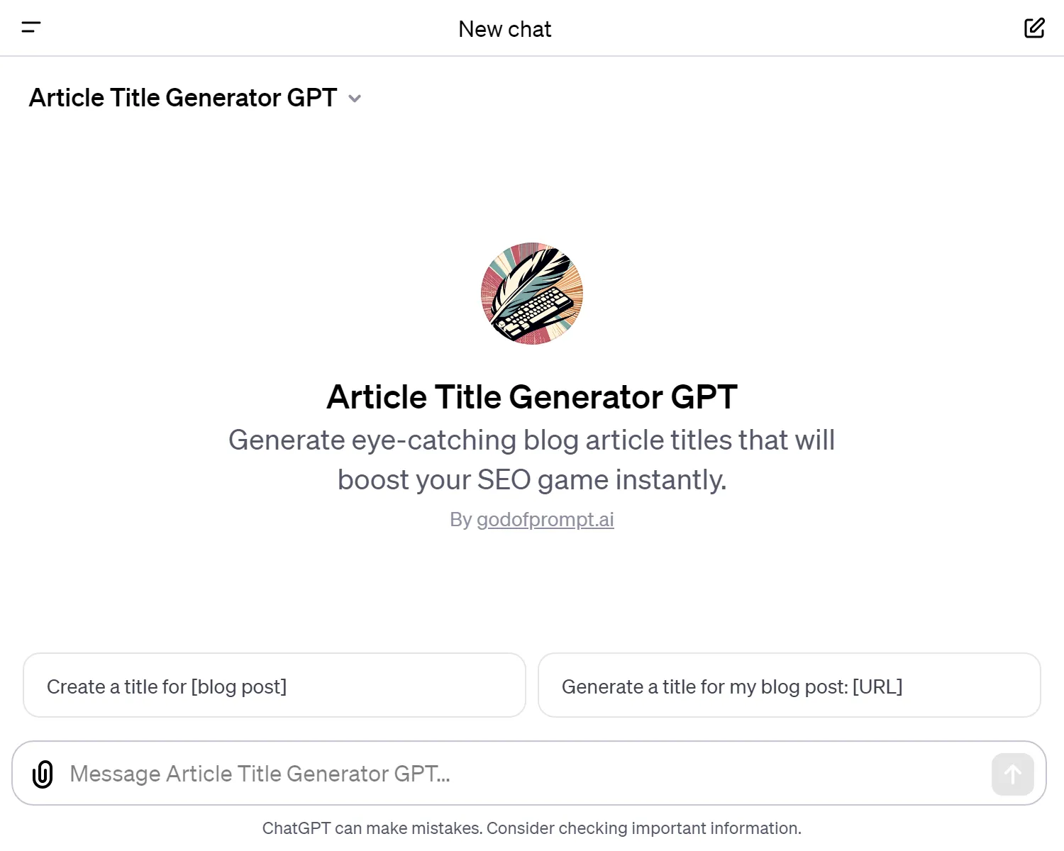 Article Title Generator GPT - Generate eye-catching blog article titles that will boost your SEO ...
