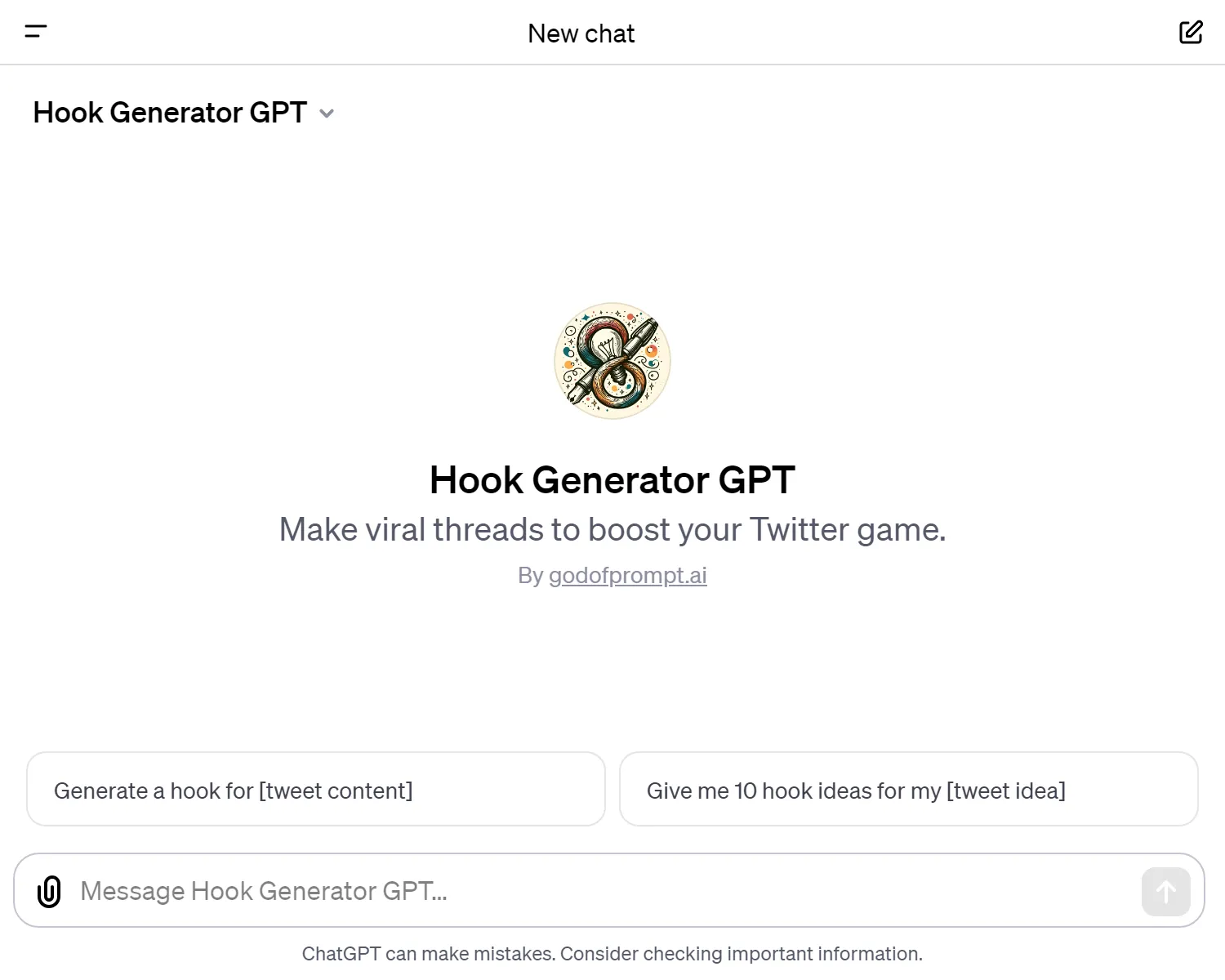 Hook Generator GPT - Make viral threads to boost your Twitter game.