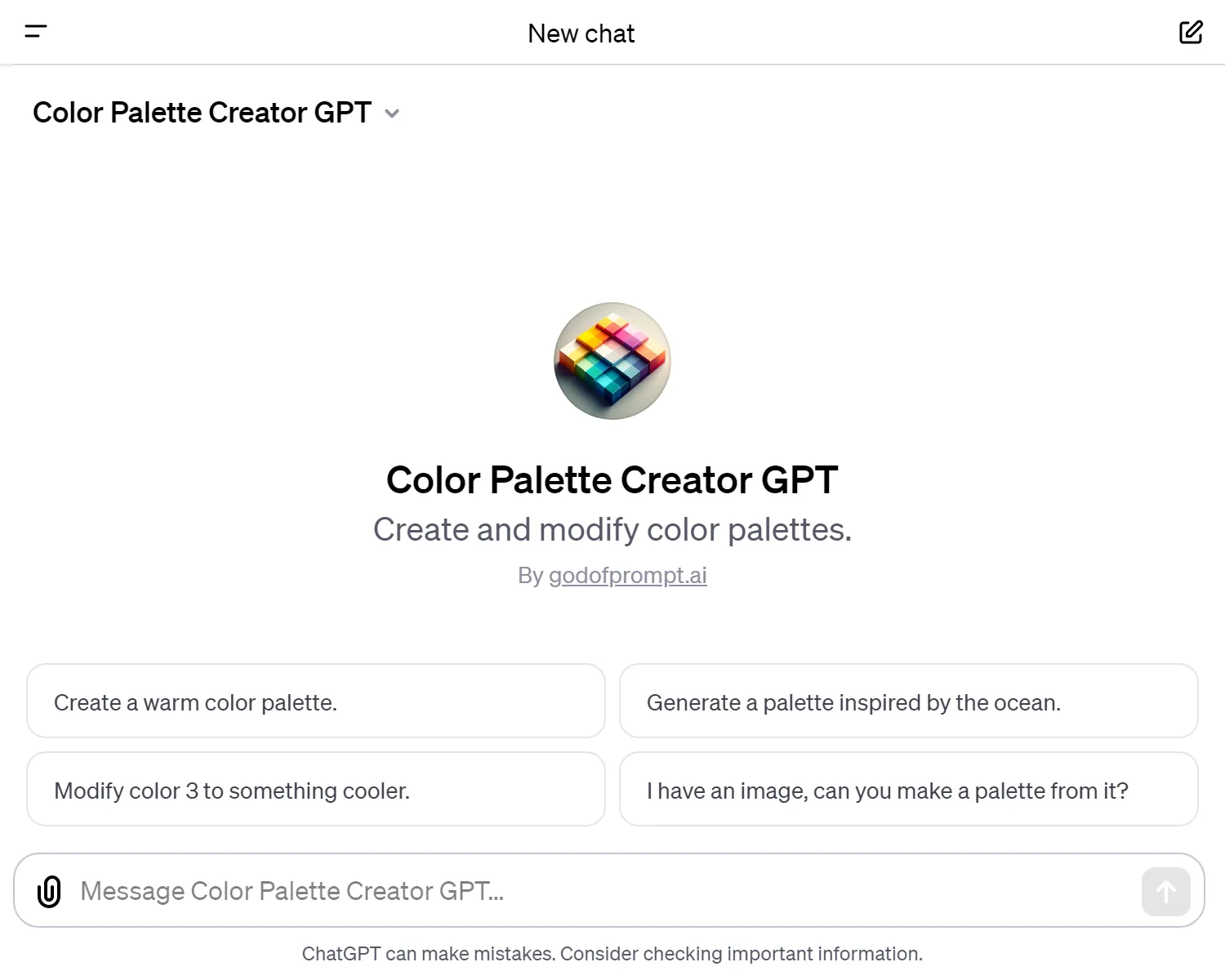 Color Palette Creator GPT - Create and modify color palettes.
