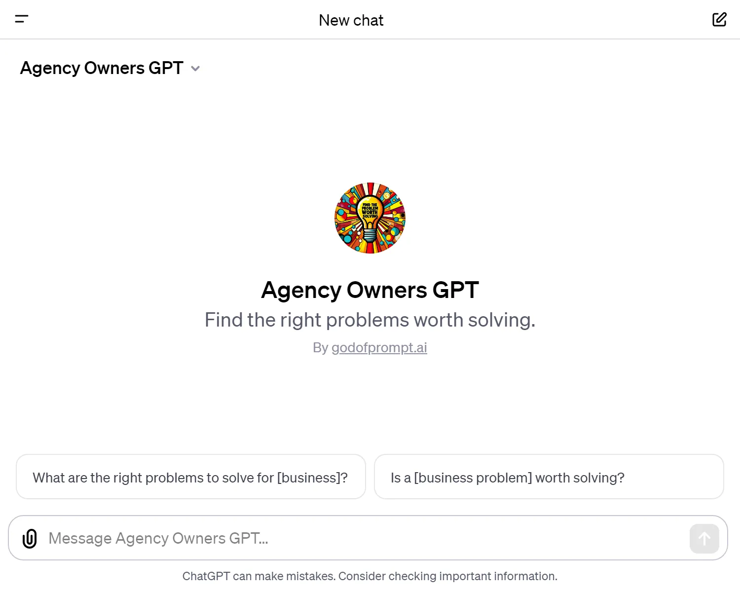 Agency Owners GPT - Find the right problems worth solving.