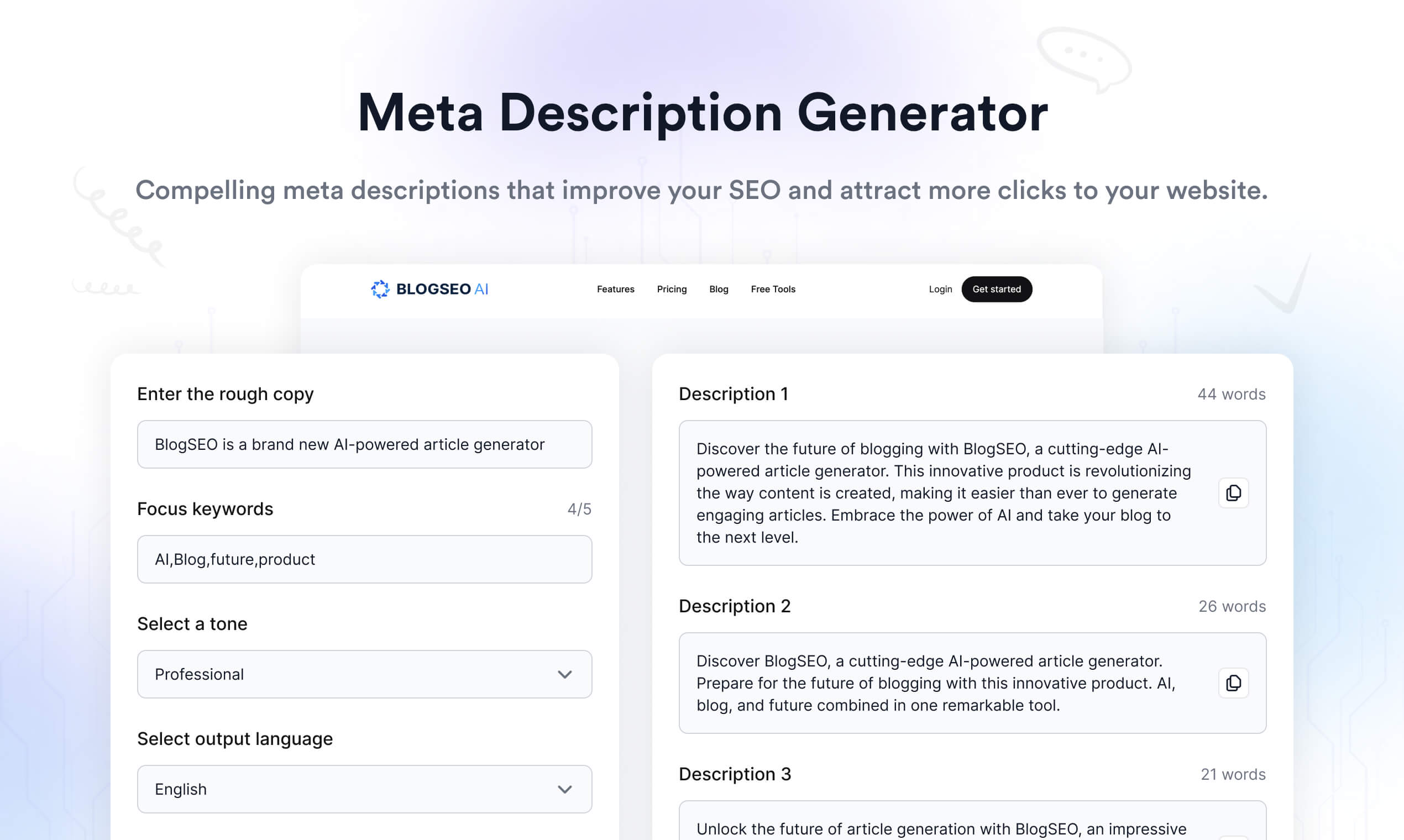 Free Meta Description Generator Powered by AI | BlogSEO AI