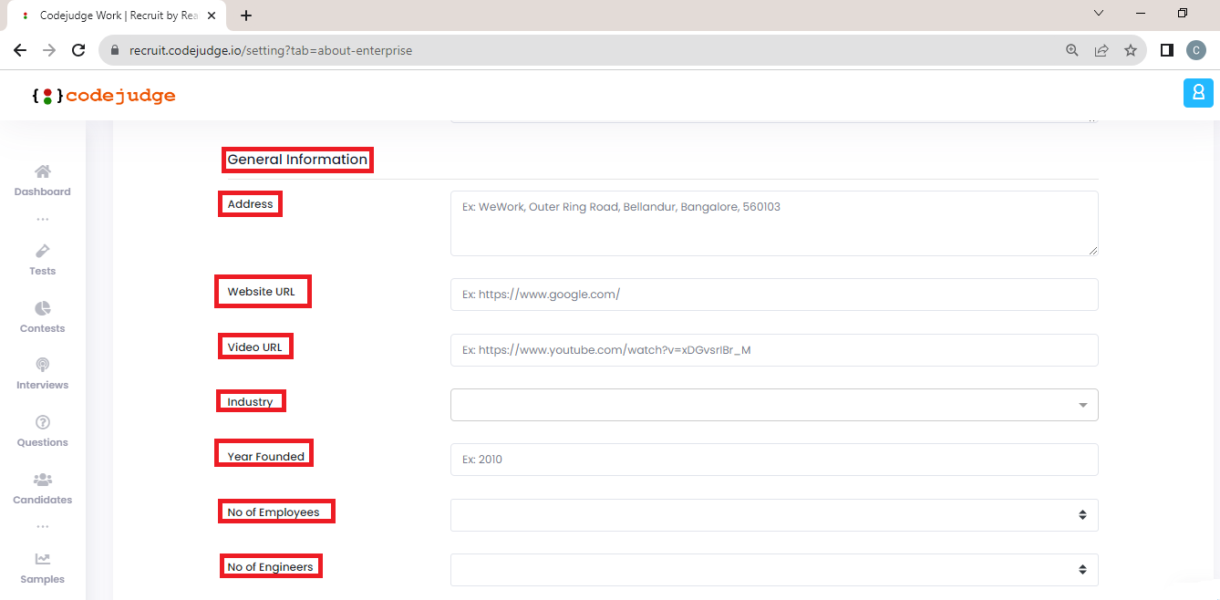 Setting Up Your Company Account: About the Enterprise Section | Codejudge