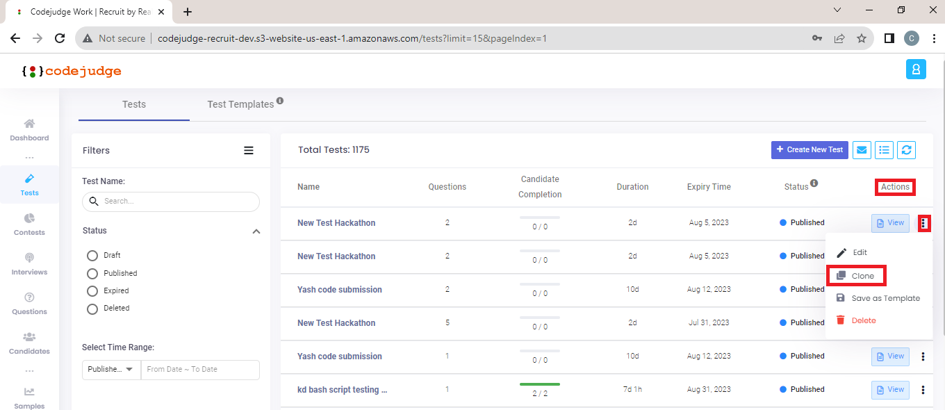 Cloning Tests and Templates: A Time-Saving Feature | Codejudge