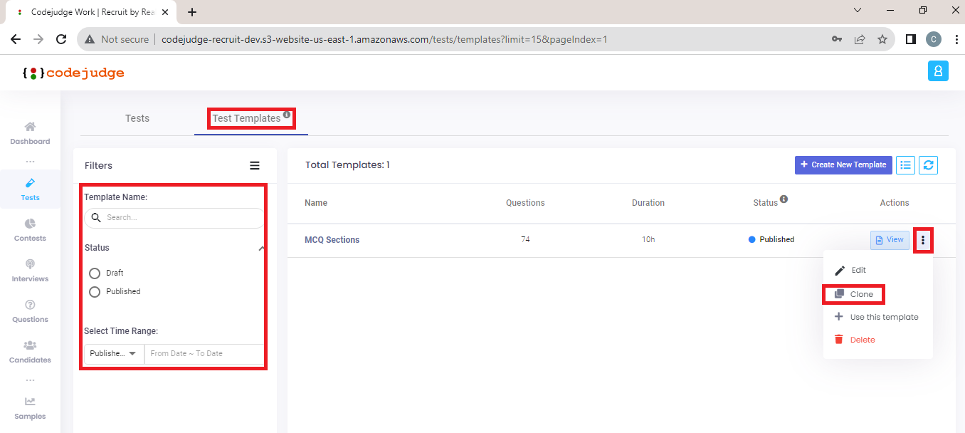 Cloning Tests and Templates: A Time-Saving Feature | Codejudge