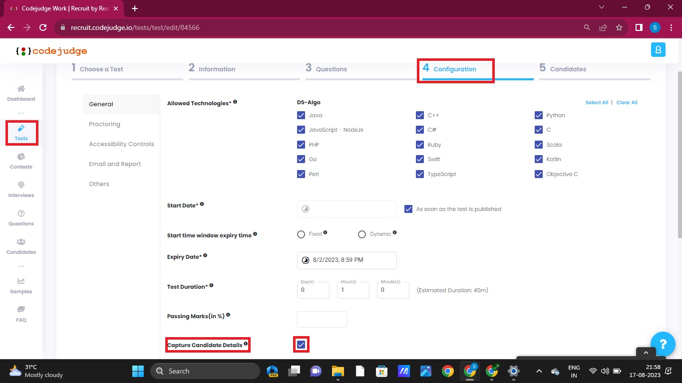 Understanding Candidate Status in Test Configurations | Codejudge