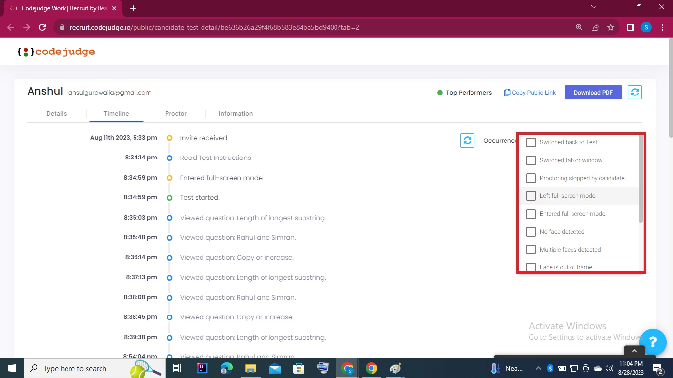 Data-Driven Reports: Analyzing Timeline, Proctor, and Information | Codejudge
