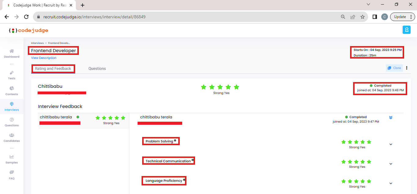 Evaluation Overview: Ratings and Interview Reports | Codejudge