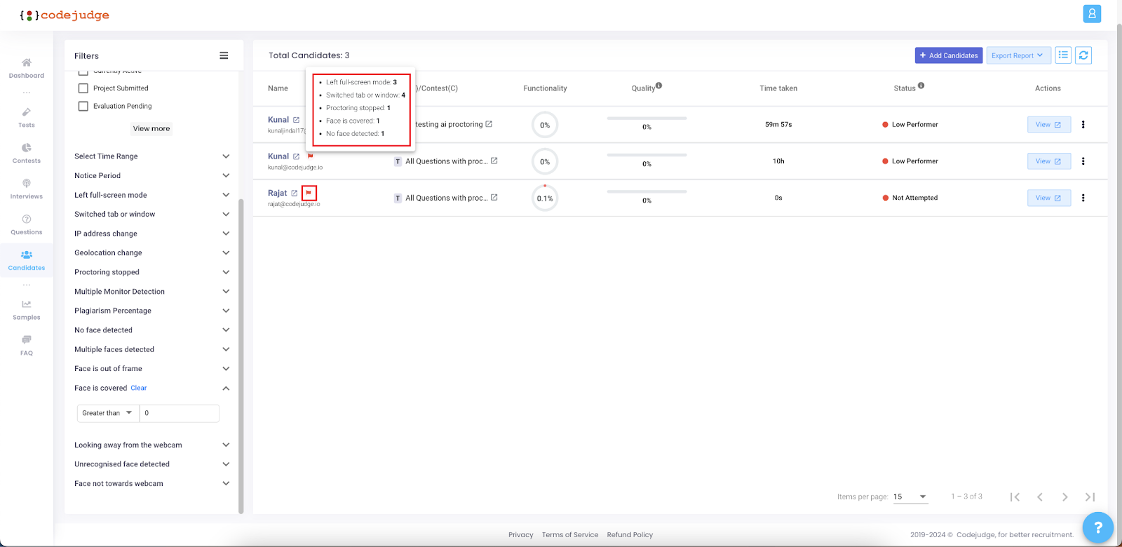 Introducing Proctoring and Plagiarism Violation Flags | Codejudge
