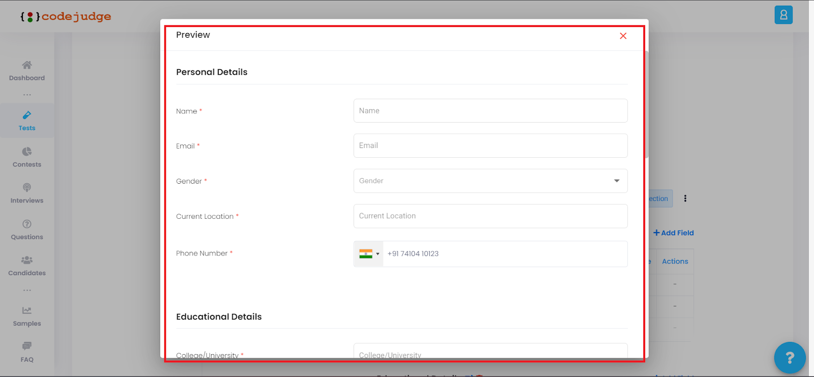 Optimizing Candidate Data Collection with Customizable Forms | Codejudge