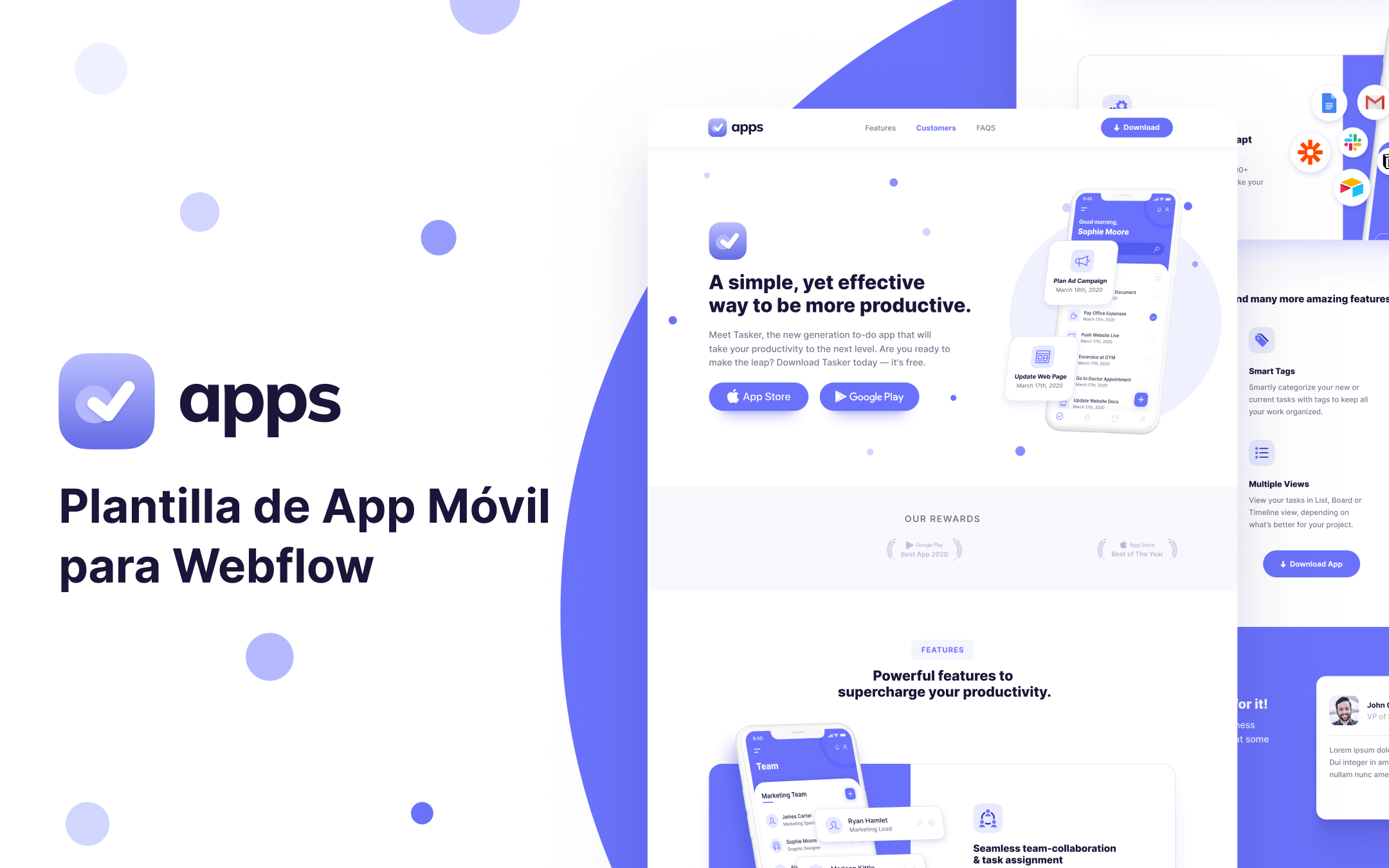 Plantilla de App Móvil para Webflow - Apps | BRIX Plantillas