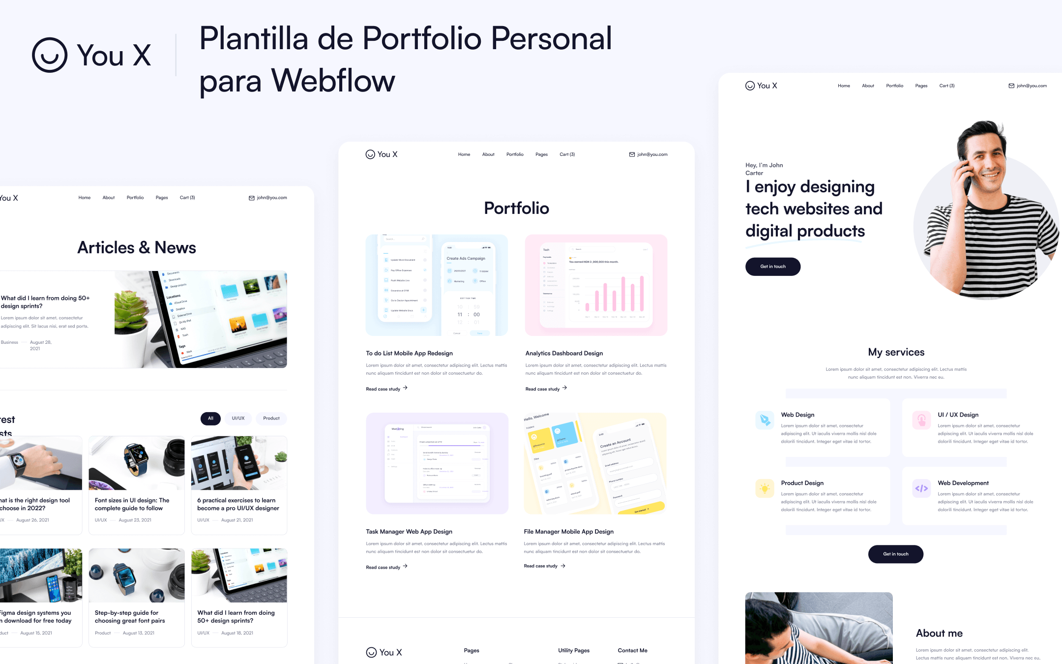 Plantilla de Portafolio Personal para Webflow - You X | BRIX Plantillas