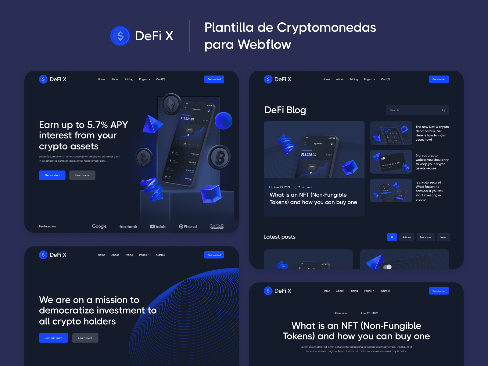 Plantilla de Cryptomonedas para Webflow - DeFi X | BRIX Plantillas