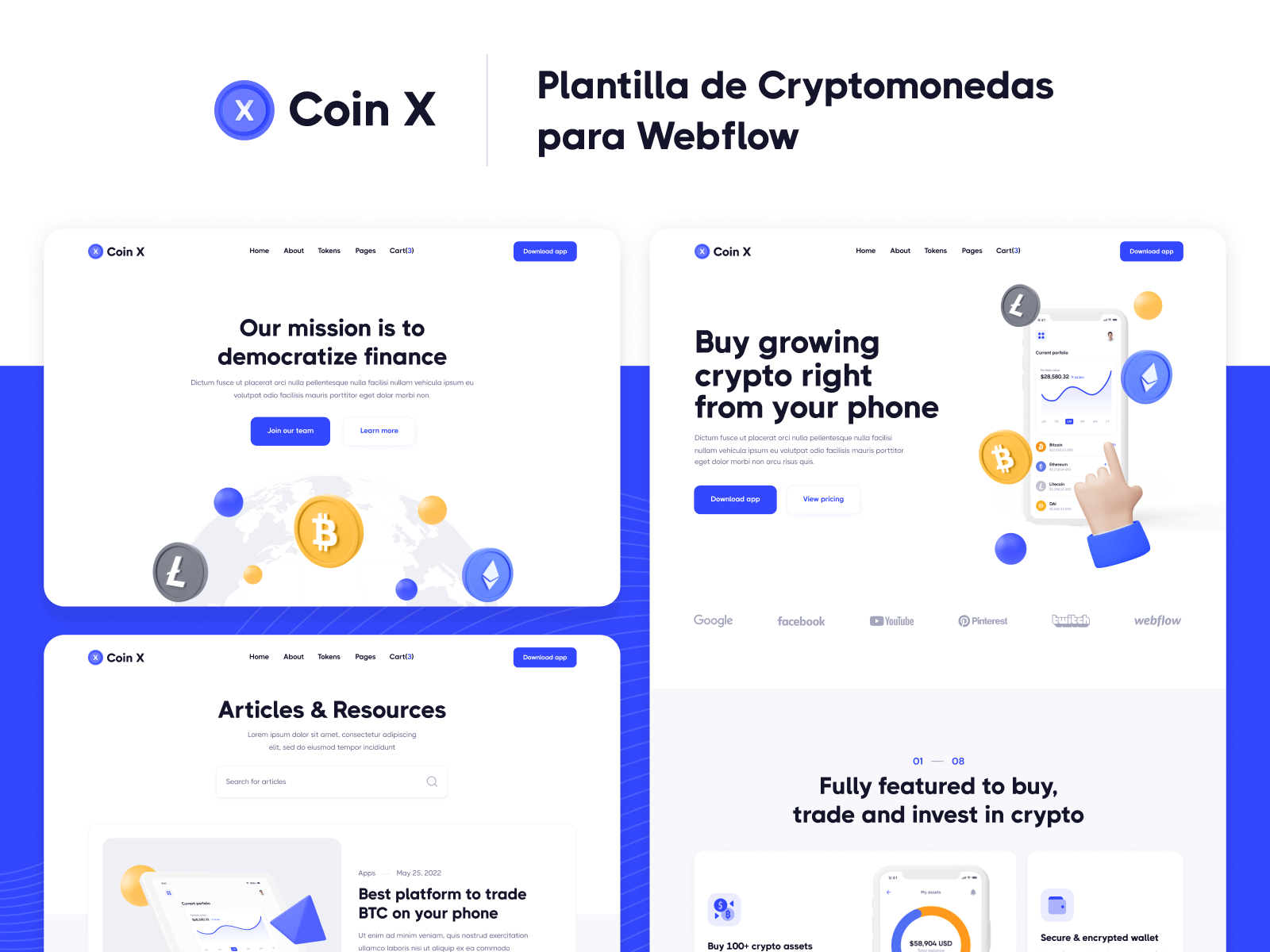 Plantilla de Cryptomonedas para Webflow - Coin X | BRIX Plantillas