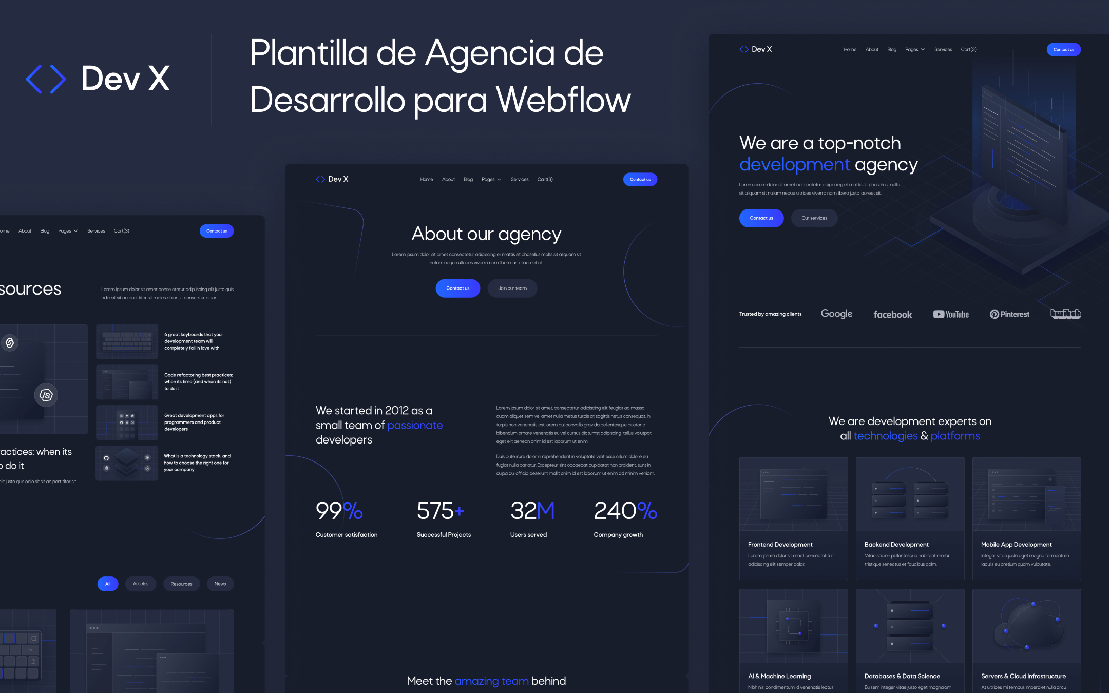 Plantilla de Agencia de Desarrollo para Webflow - Dev X | BRIX Plantillas