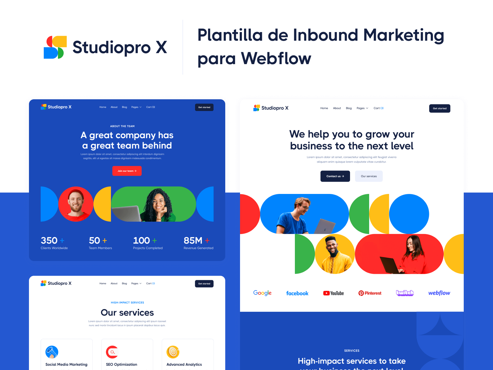 Plantilla de Inbound Marketing para Webflow - Studiopro X | BRIX Plantillas