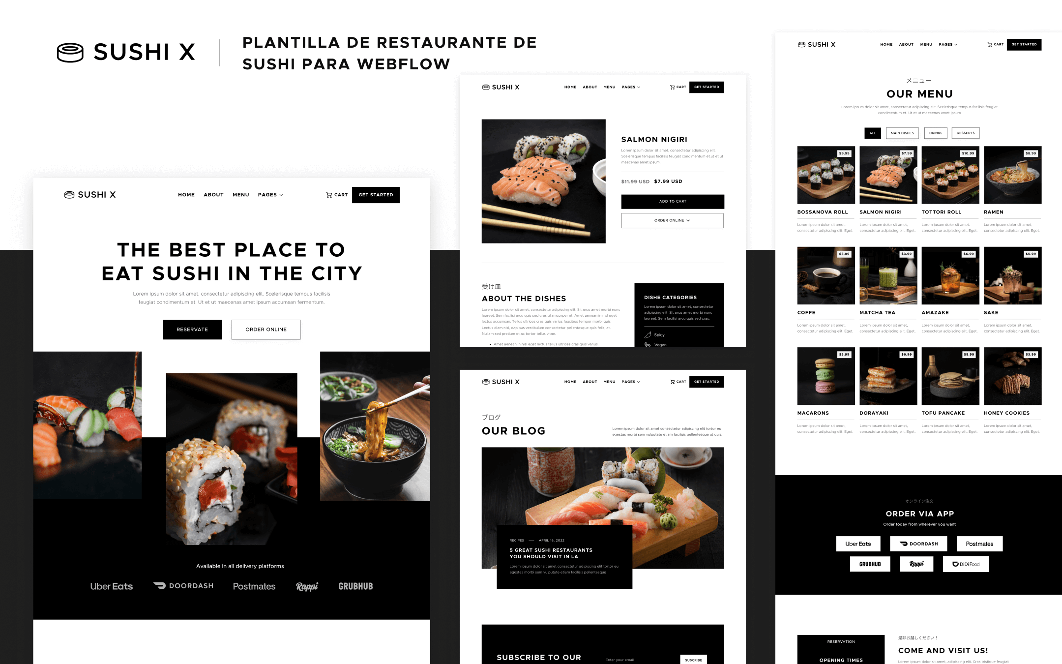 Plantilla de Restaurante de Sushi para Webflow - Sushi X | BRIX Plantillas