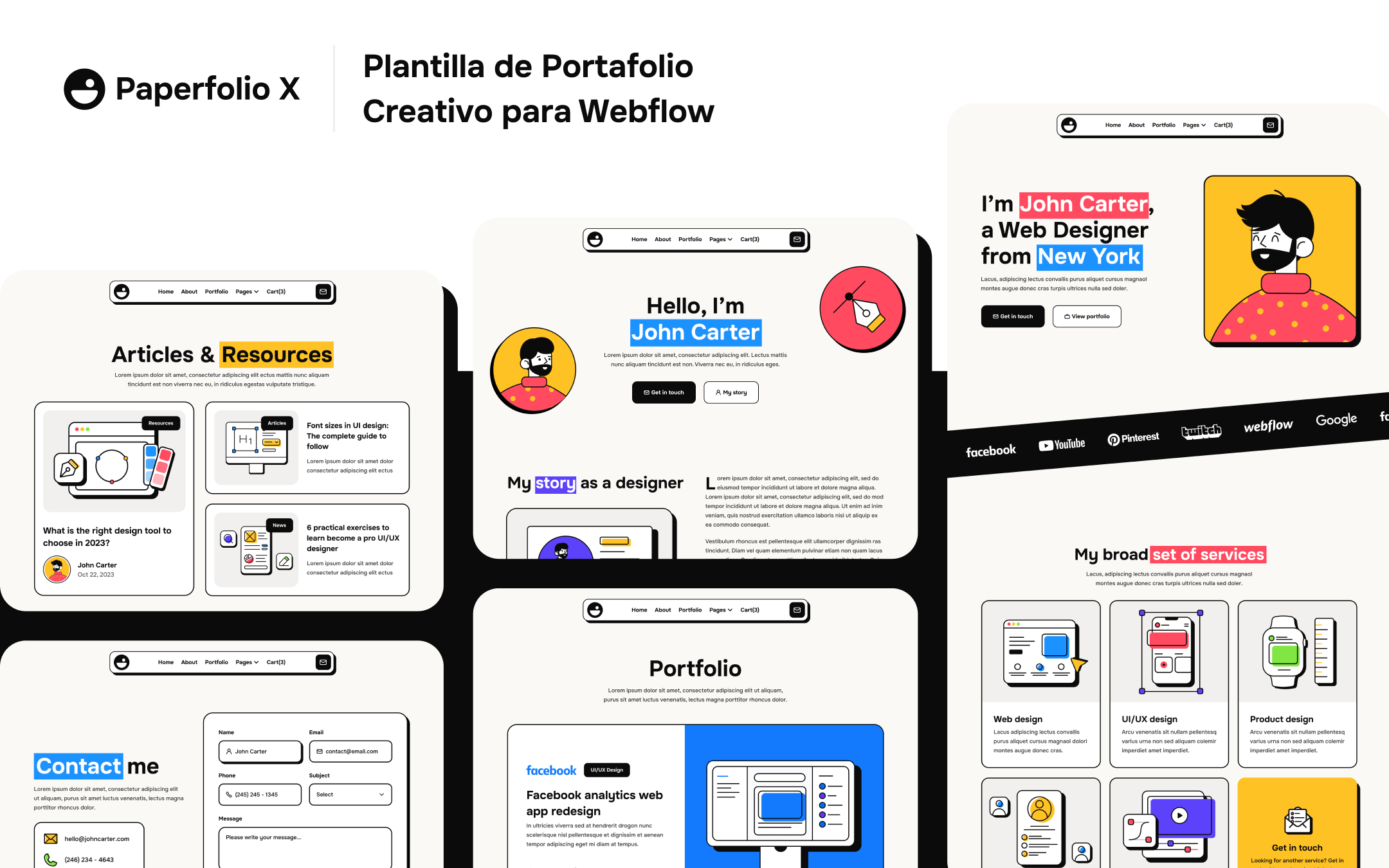 Plantilla de Portafolio Creativo para Webflow - Paperfolio X | BRIX Plantillas