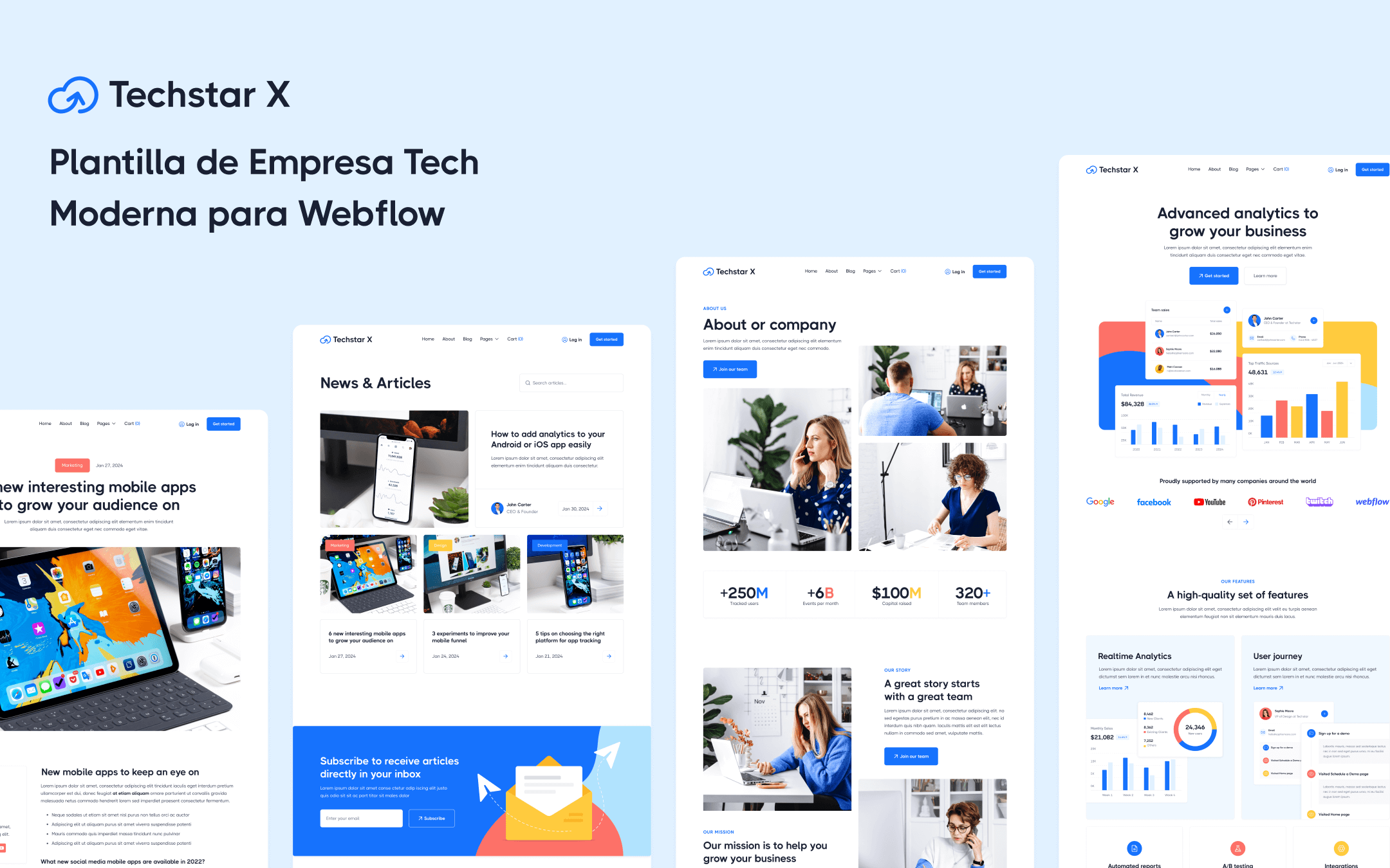 Plantilla de Empresa Tech Moderna para Webflow - Techstar X | BRIX Plantillas