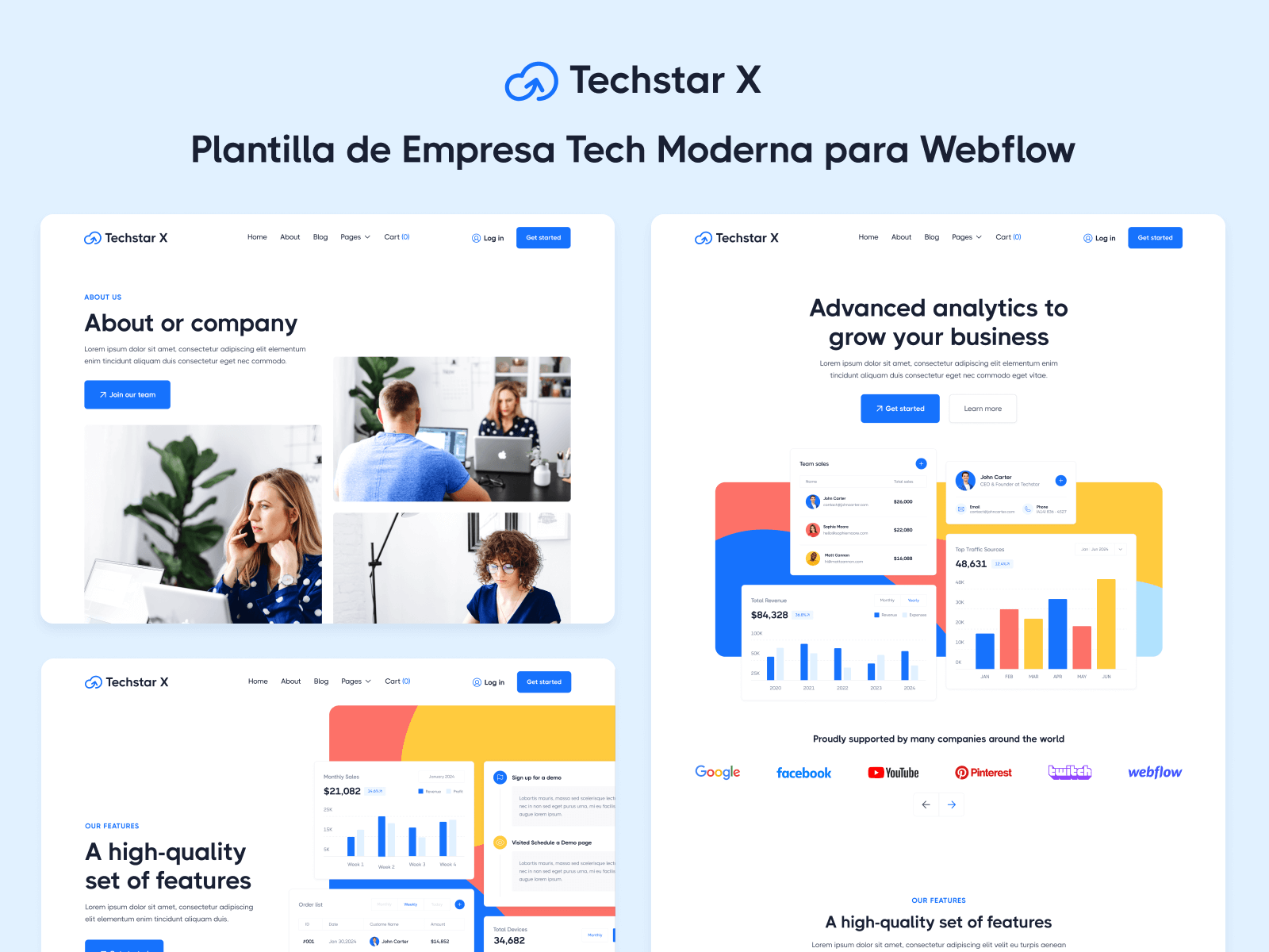 Plantilla de Empresa Tech Moderna para Webflow - Techstar X | BRIX ...