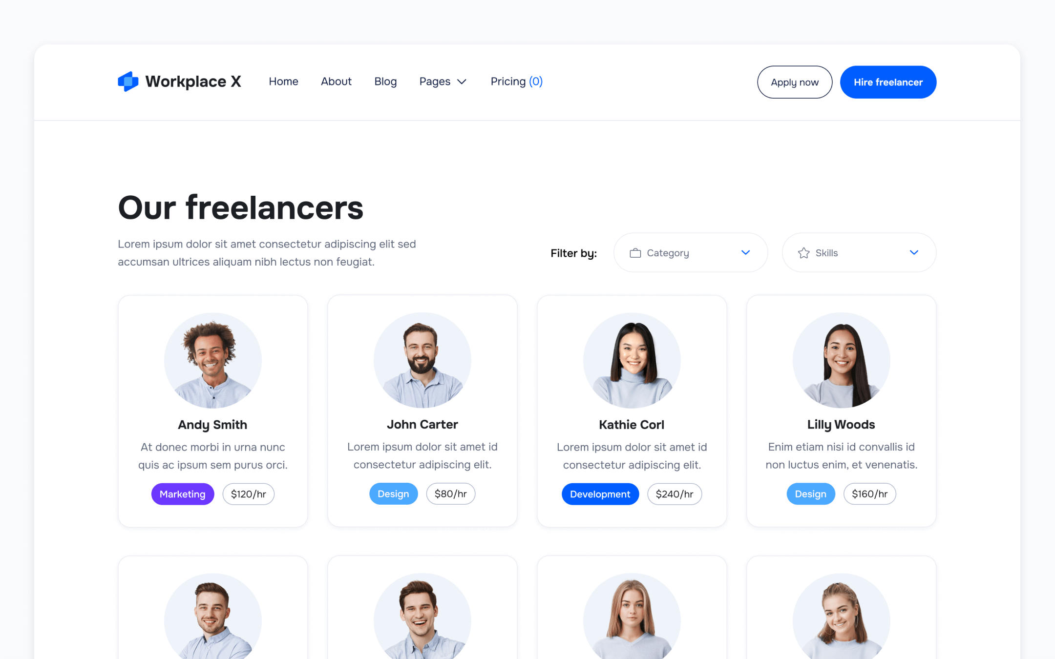 Plantilla de Portal de Trabajo Freelance para Webflow - Workplace X | BRIX Plantillas