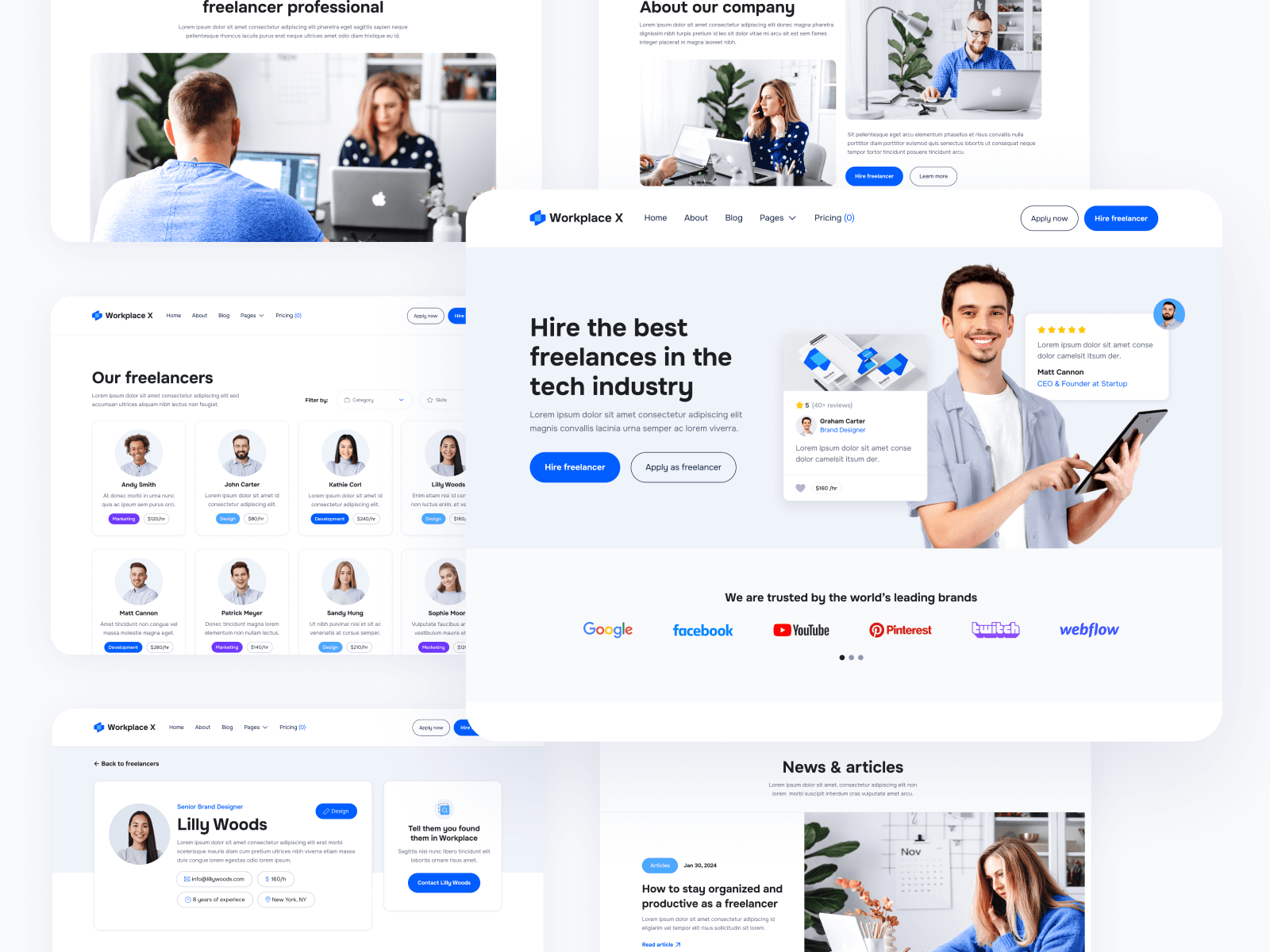 Plantilla de Portal de Trabajo Freelance para Webflow - Workplace X ...