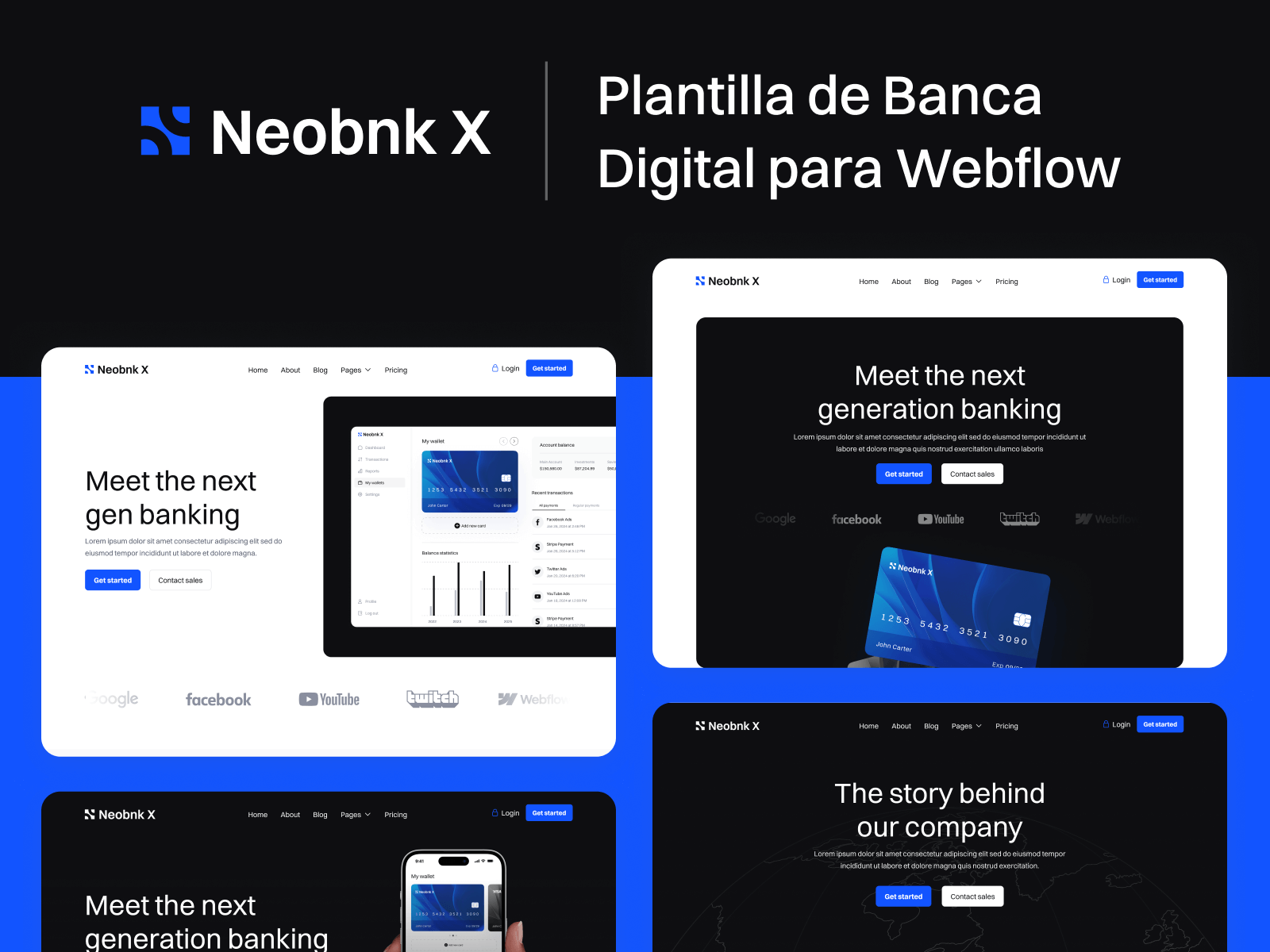 Plantilla de Banca Digital para Webflow - Neobnk X | BRIX Plantillas