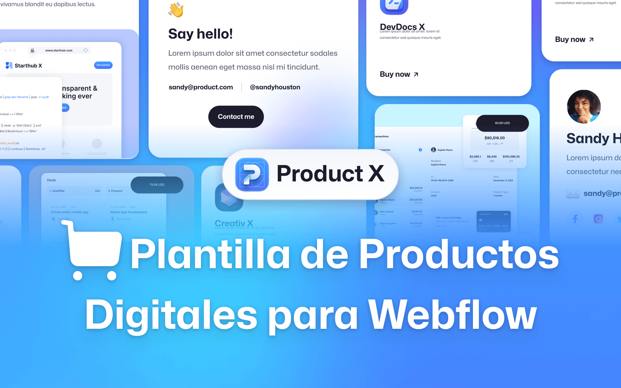 Plantilla de Productos Digitales para Webflow - Product X | BRIX Plantillas