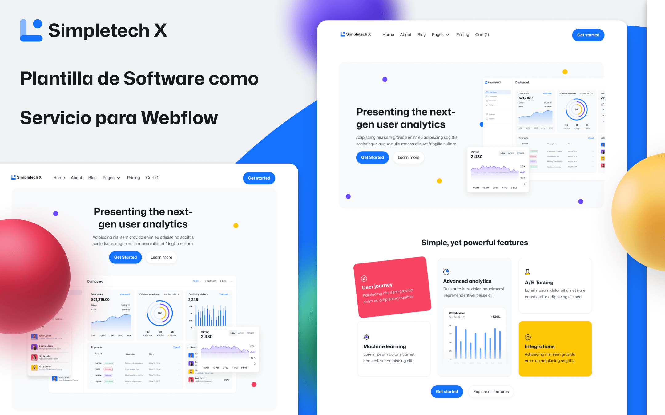 Plantilla de Software como Servicio para Webflow - Simpletech X | BRIX Plantillas