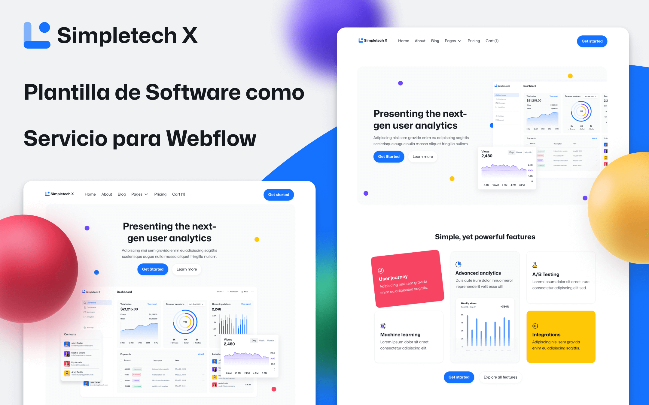 Plantilla de Software como Servicio para Webflow - Simpletech X | BRIX Plantillas
