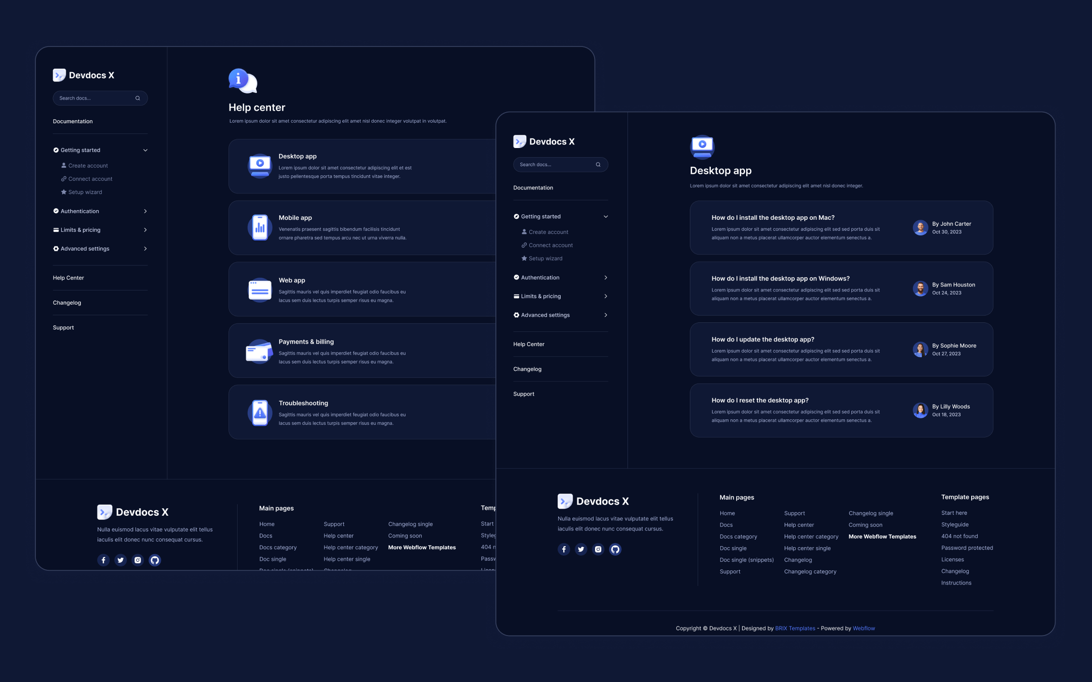 Plantilla de Documentación para Webflow - Devdocs X | BRIX Plantillas