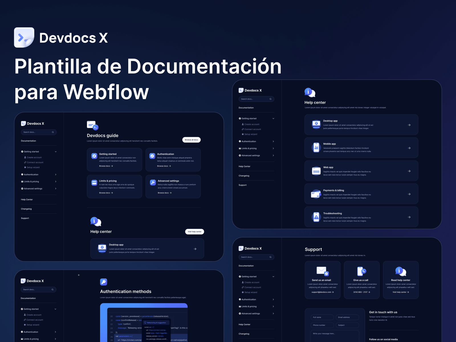 Plantilla de Documentación para Webflow - Devdocs X | BRIX Plantillas