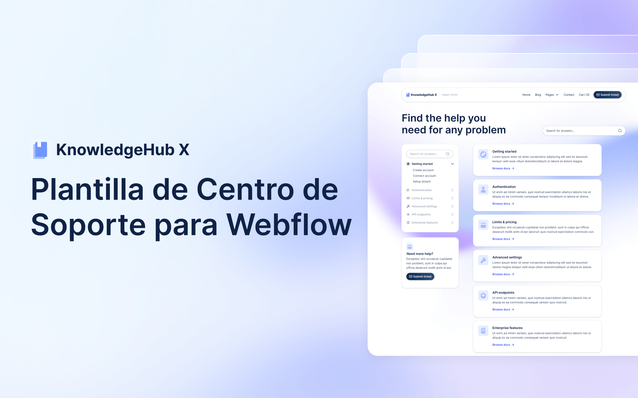 Plantilla de Centro de Ayuda para Webflow - KnowledgeHub X | BRIX Plantillas