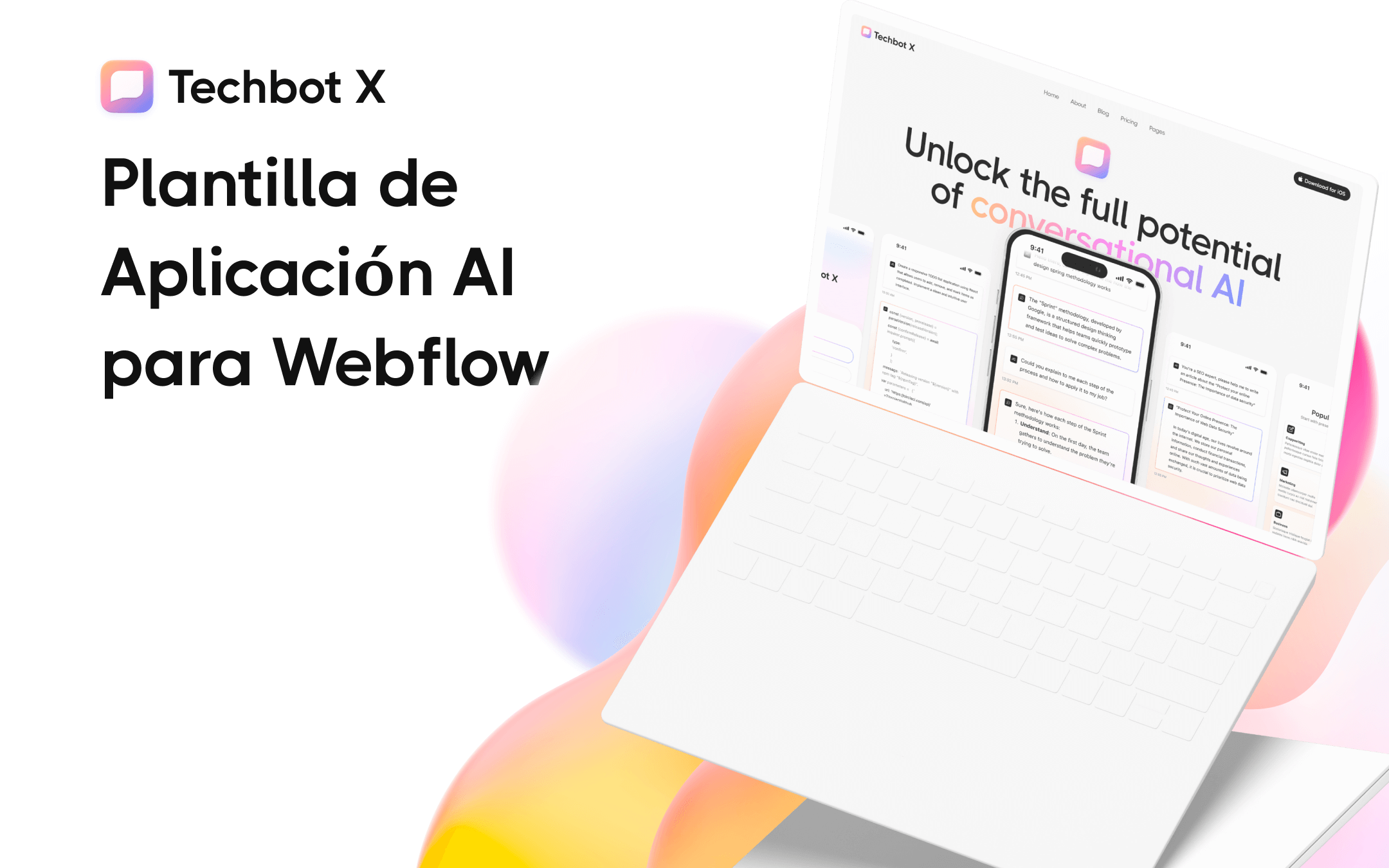 Plantilla de Aplicación AI para Webflow - TechBot X | BRIX Plantillas