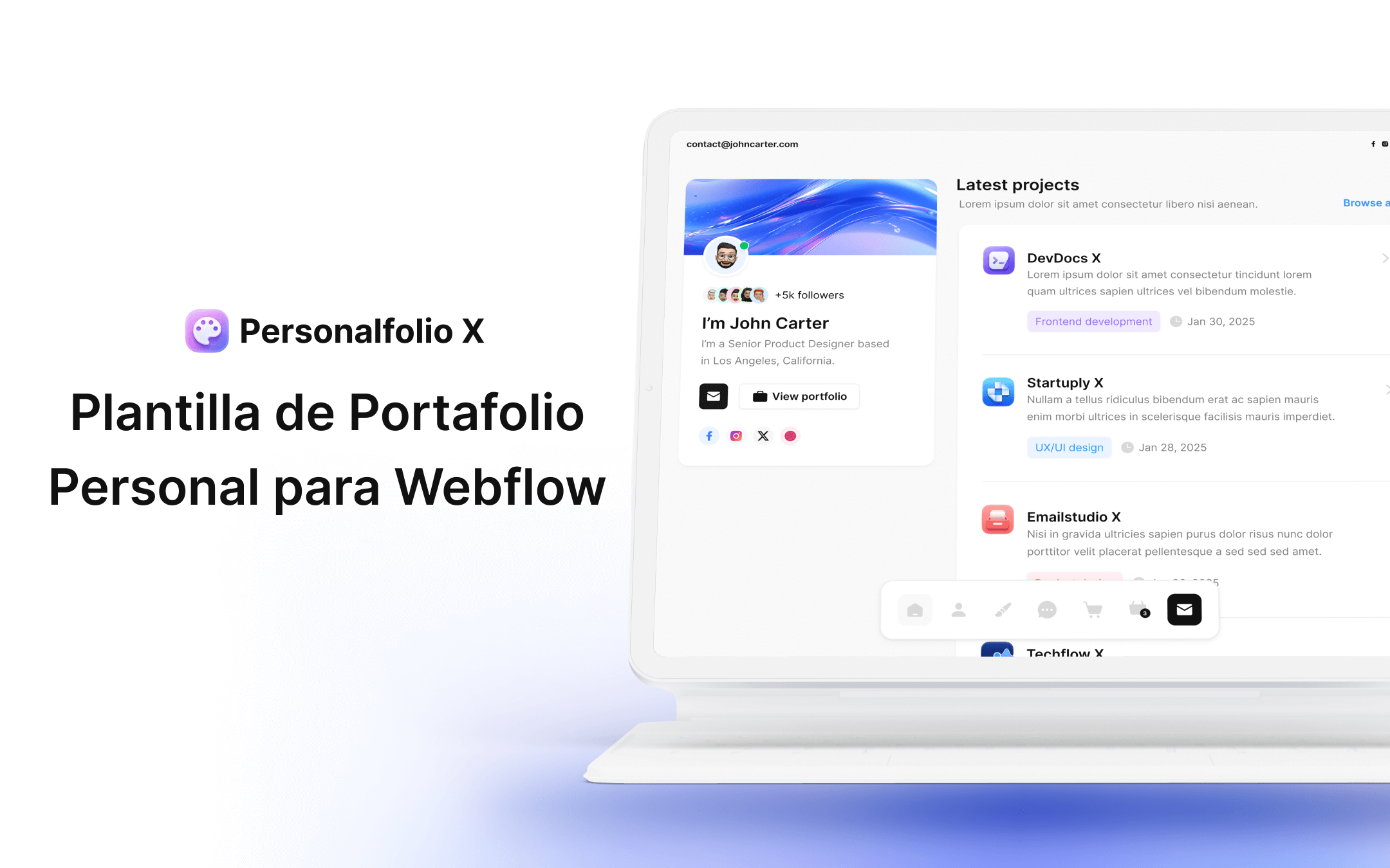 Plantilla de Portafolio Personal para Webflow - Personalfolio X | BRIX Plantillas