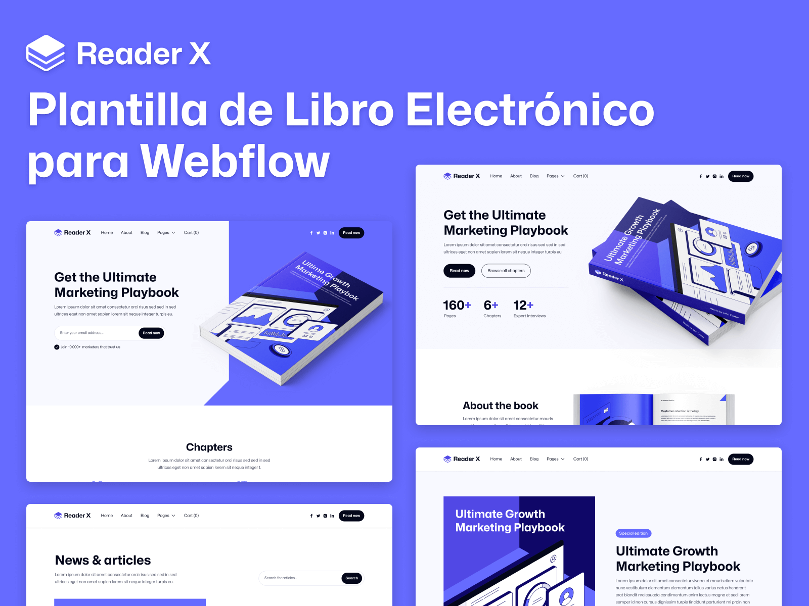 Plantilla de Libro Electrónico para Webflow - Reader X | BRIX Plantillas
