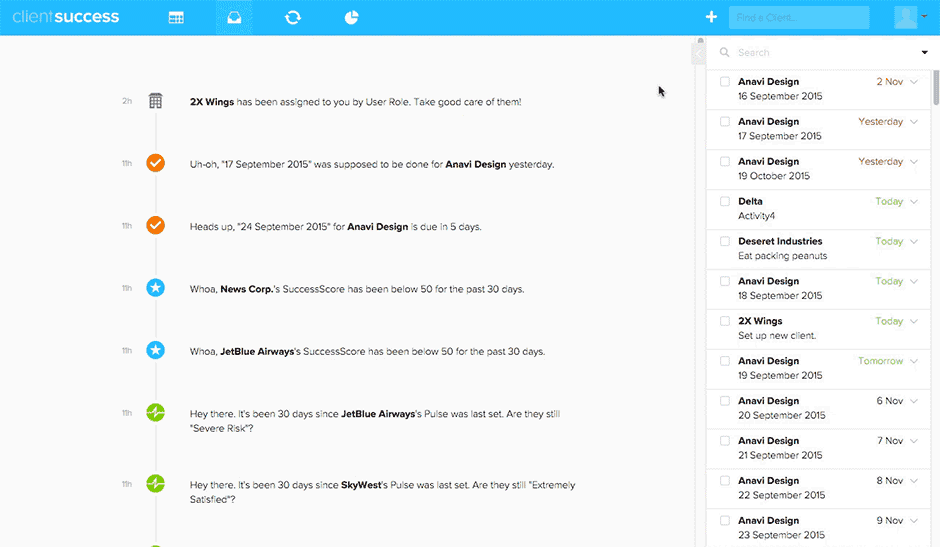 Sticky Alerts & Actions panel - ClientSuccess CSM Resources