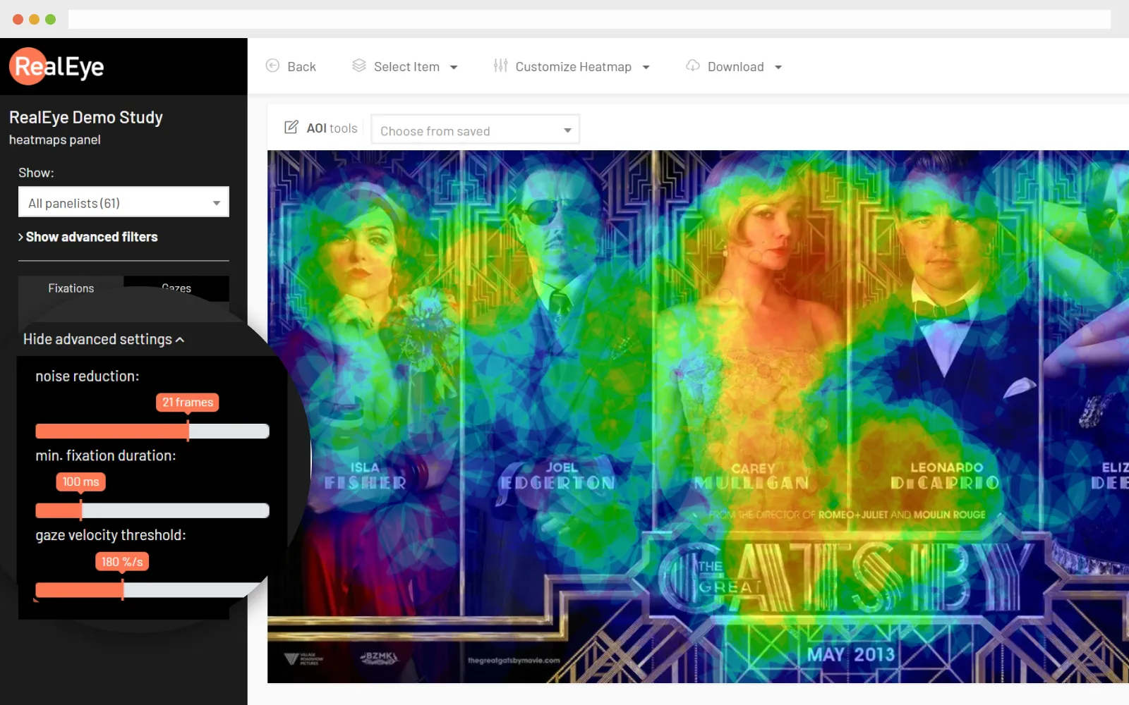 Eye-tracking heatmaps, gaze-plot, AOIs - Webcam Eye-Tracking