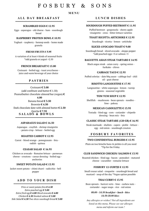 Fosbury & Sons Amsterdam | Restaurant